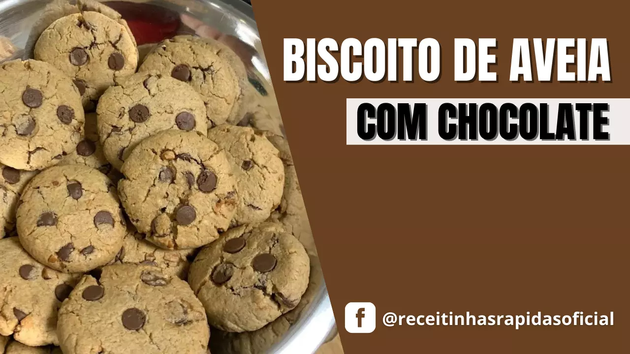 Biscoitos de aveia com chocolate, fica divino no café da tarde